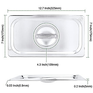 PINGEUI 8 Pack 1/3 Size Stainless Steel Steam Table Lid, Solid Hotel Pan Cover with Handle for Steam Food Pan, Non-Stick Surface