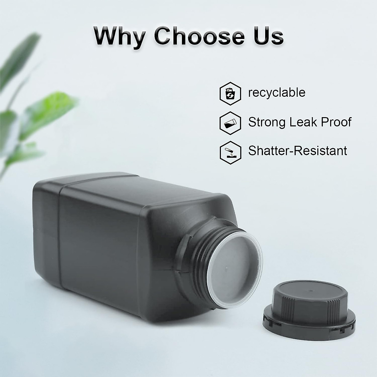 Heyiarbeit 5pcs Plastic Lab Chemical Reagent Bottle 1000ml/34oz Wide Mouth Sample Sealing Liquid Storage Container Black Cap