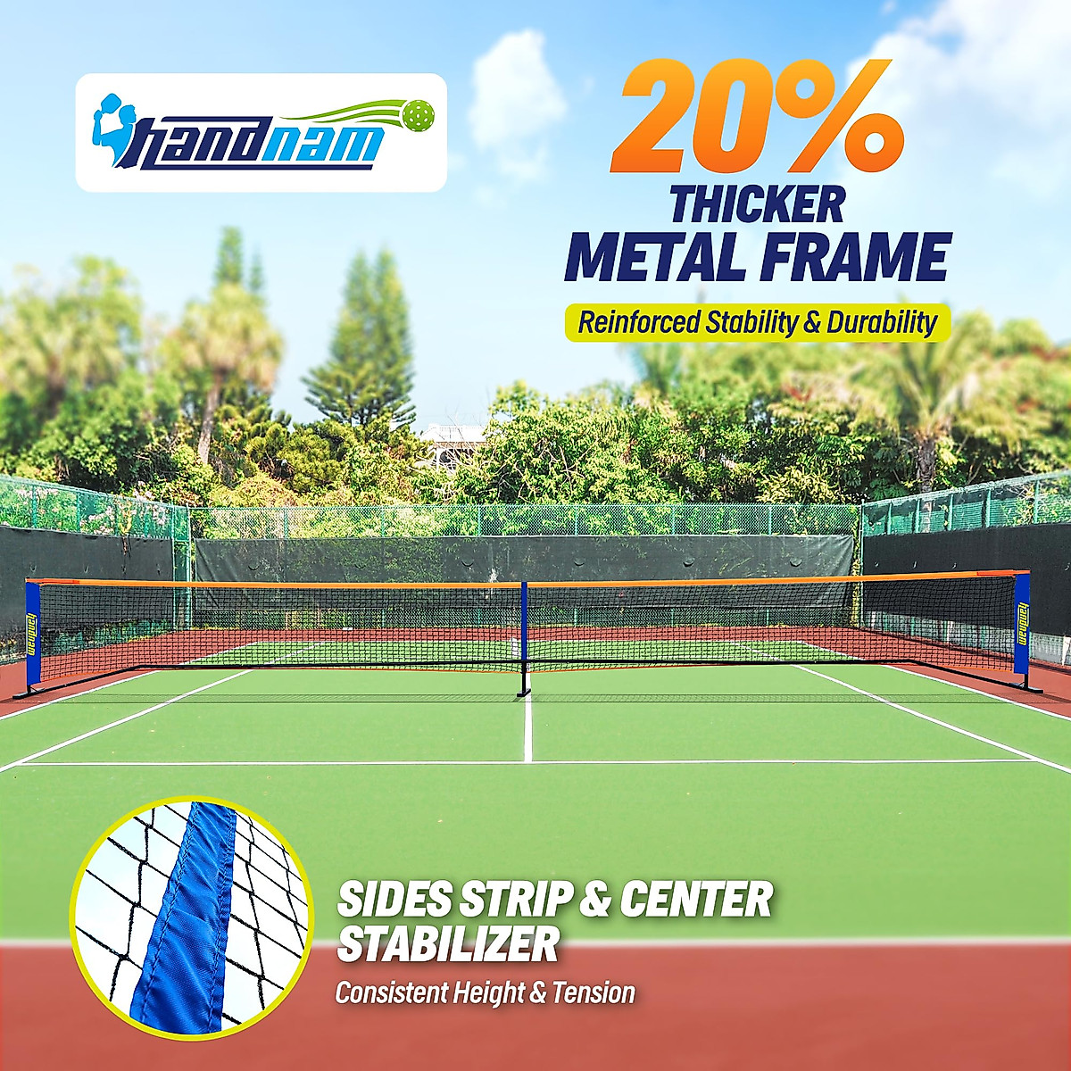 Premium Pickleball Net, 22FT Regulation Size Portable Pickleball Net, Pickle Ball Net System with Carrying Bag for Driveway Backyard Outdoor Indoor