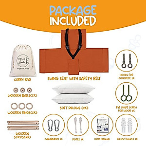 Canvas Baby Swing Seat with Safety Harness, Ceiling Hardwares, Storage Bag Toddler Swing Seat Indoor Toddler Swings for Outside Baby Swing Outdoor Infant Swing Outdoor Baby Swings for Infants Outdoor