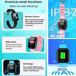 DDIOYIUR Smart Watch for Kids, 4G Kids Phone Smartwatch with GPS Tracker, WiFi, SMS, Call,Voice & Video Chat,Bluetooth,Audio Recording,Alarm,Pedometer, Wrist Watch for 4-16 Boys Girls Birthday Gifts.