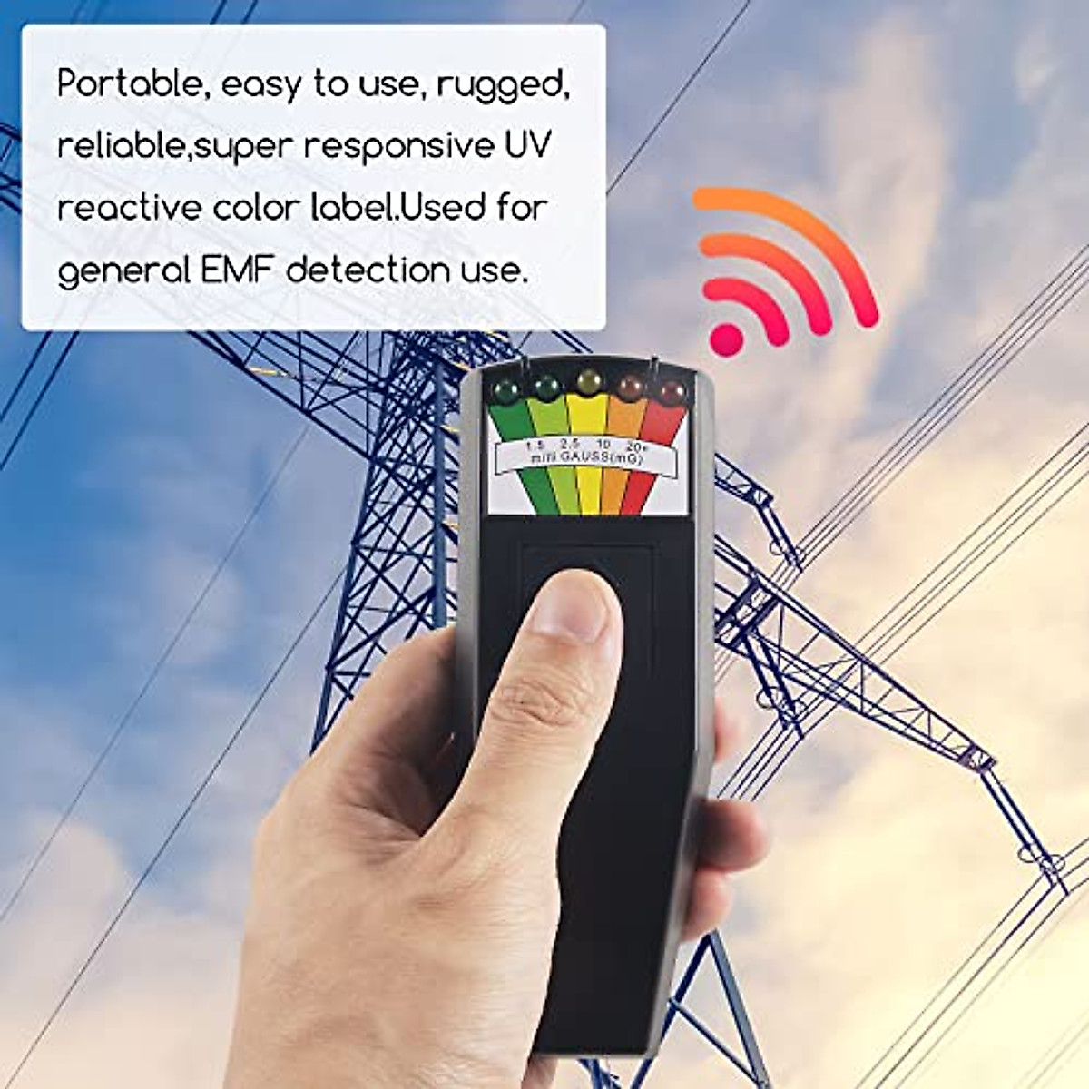 Jinyi EMF Meter 5 LED Magnetic Field Detector Ghost Hunting Paranormal Equipment Tester Counter (1 pcs)