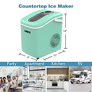 Countertop Ice Cube Maker, Ice Maker Machine 6 Mins 9 Bullet Ice, 26.5lbs/24Hrs, Portable Ice Maker Machine with Self-Cleaning, Ice Scoop, and Basket