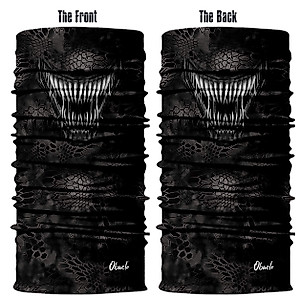 Obacle Motorcycle Face Mask Sun Dust Wind Protection Tube Mask Seamless Bandana Face Mask for Men Women Bike Riding Cycling Biker Fishing Outdoor Festival (White Teeth Black Mask)