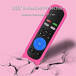 Remote for All Roku TV Remote for Element Hisense Onn TCL Haier Sharp Hitachi LG Sanyo JVC Magnavox RCA Philips Westinghouse Roku Built-in Smart TV with Glow Remote Case Cover - Pink
