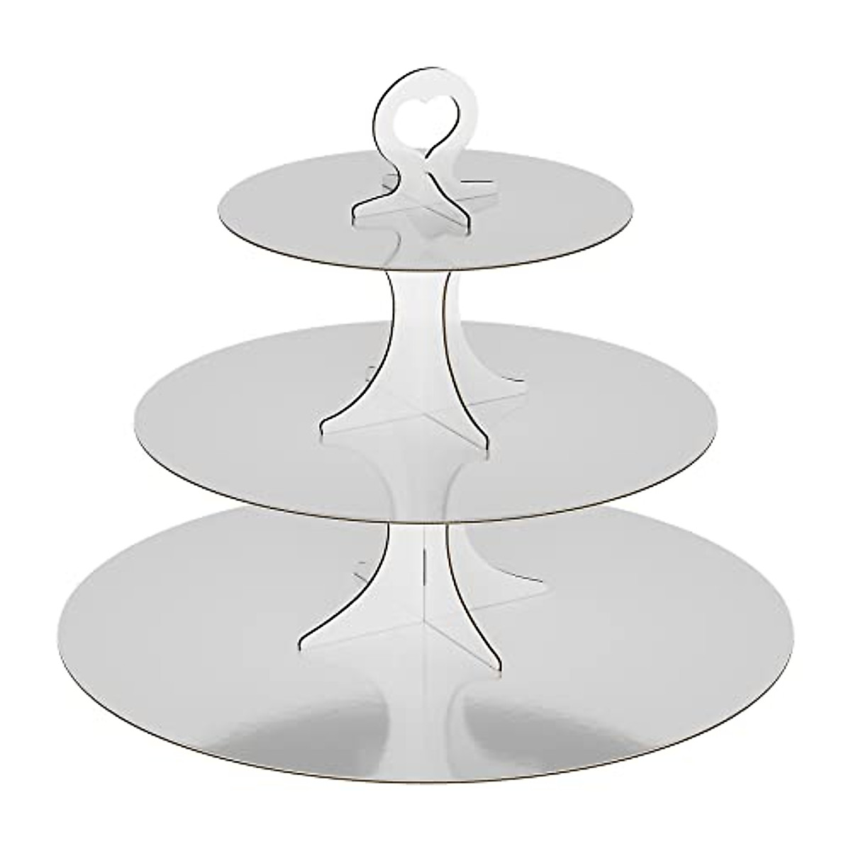 Ausoleil 2 Set Cupcake Stand Tower 3 Tier, White Tiered Cardboard Cupcake Display Stand, Round Stand Cupcake Dessert Holder Stand for Parties (White)