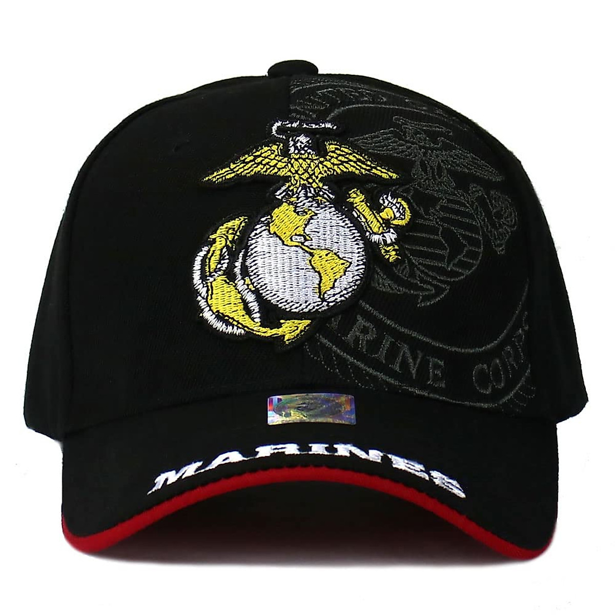 Marines Hat US Marine Corps USMC Military Official Licensed Adjustable Baseball Cap (Black - Insignia), One Size