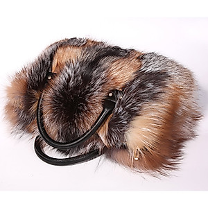 URSFUR Women's Winter Handbag Real Fox Stachel Bag Purse