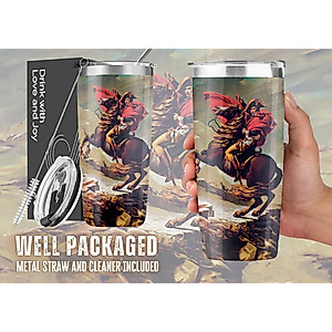 Onebttl History Teacher Christmas Gifts for Men, Napoleon Bonaparte Gifts for French History Lover, 20oz Stainless Steel Insulated Tumbler with Straw, Lid