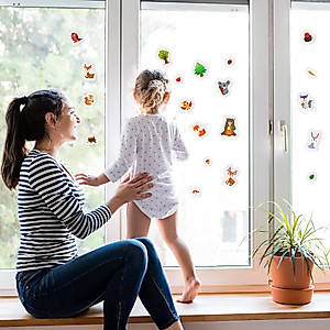 20 PCS Woodlad animals Thick Gel Clings woodland Window Gel Clings Decals Stickers for Kids Toddlers and Adults Home Airplane Classroom Nursery woodland Party Supplies Decorations Removable and