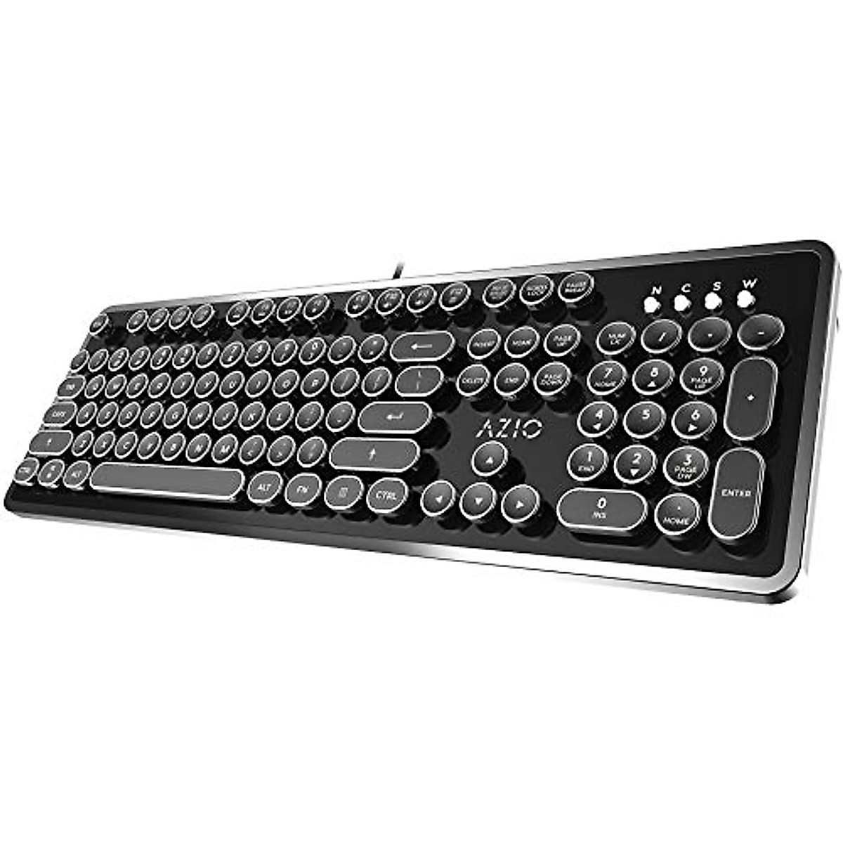 Azio Retro - Wired USB Mechanical Keyboard in Black and Chrome for PC (Blue Switch) (MK-RETRO-01)