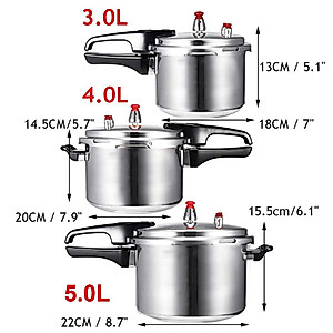 4L Stainless Steel Pressure Cooker Soup Meats Pot 7.8 in Outdoor Camping Cookware Gas Stove Cooking Pot Faster Cooking and Safety Pressure Release