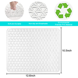 Coopay 2 Pack Kitchen Sink Mat PVC Eco-friendly Kitchen Stainless steel/Porcelain Dish Drying Pad Sink Protector for Bottom of Kitchen Sink, Triangular Hole Design, 12.6 x 10.5 Inches (Clear)