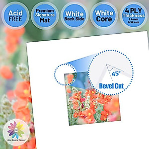 Mat Board Center, Pack of 10, 8x8 for 4x4 White Photo Picture Mats - Acid Free, 4-ply Thickness, White Core - for Pictures, Photos, Framing