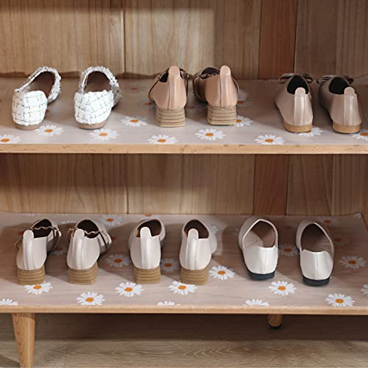 UPKOCH Shelf Liner Daisy Flower Kitchen Drawer Liner Self- Adhesive Waterproof Clear Refrigerator Mat Cabinet Liner Pantry Shelf Liner for Kitchen Cabinets Pantry Shelves