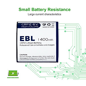 EBL CR-P2 Batteries, 6V 1400mAh Lithium Photo Battery Replaces 223A DL223A EL223AP