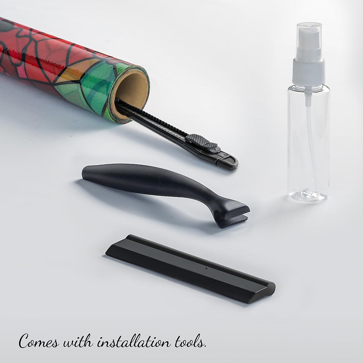 DKTIE Window Privacy Film with Installation Tools, Static Cling Rose Window Sticker Bathroom Glass Window Decals Non Adhesive for Home Windows (B3565, 17.7" × 78.7")