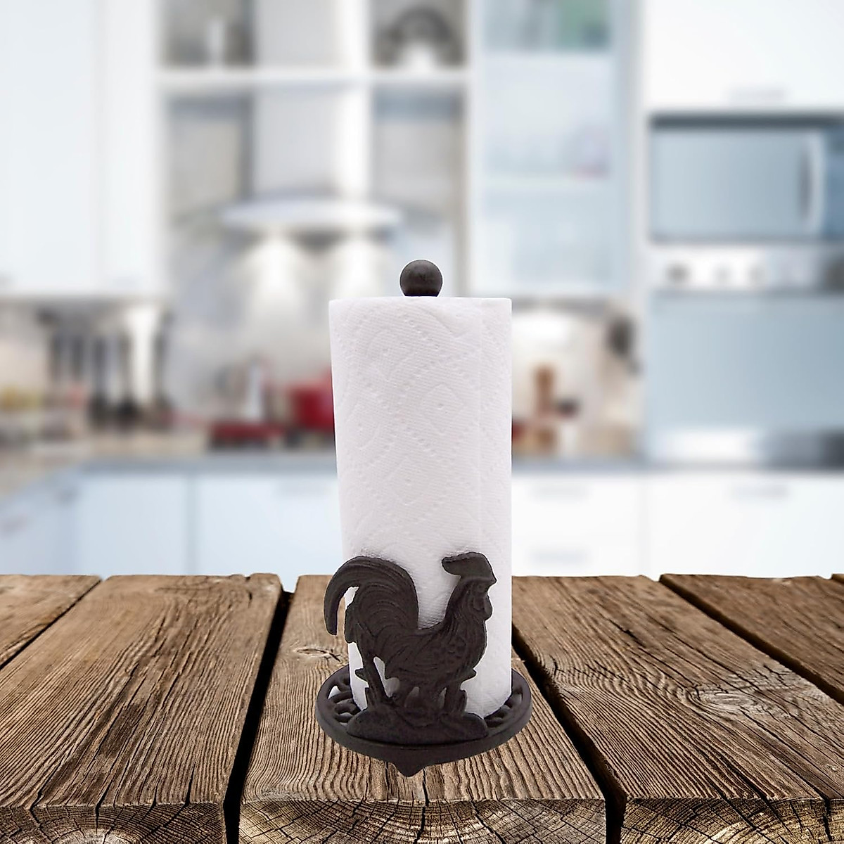Cast Iron Rooster Paper Towel Holder 13 Inch