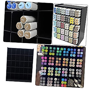 NUOBESTY Home Plastic Grids Hole Household Desk Organizer Pencils Storage Display Accessories - Eyeliner Art Shelf Multi-slot Brushes Cosmetic Container Pen -grid Black Stationary Paint