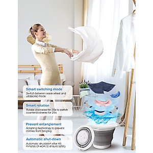 bubbacare Portable Washing Machine, Mini Washing Machine with Foldable Laundry Bucket,Portable Turbo Washer by for Socks Underwear Bra, Travel Business Trip or College Rooms, White Gray