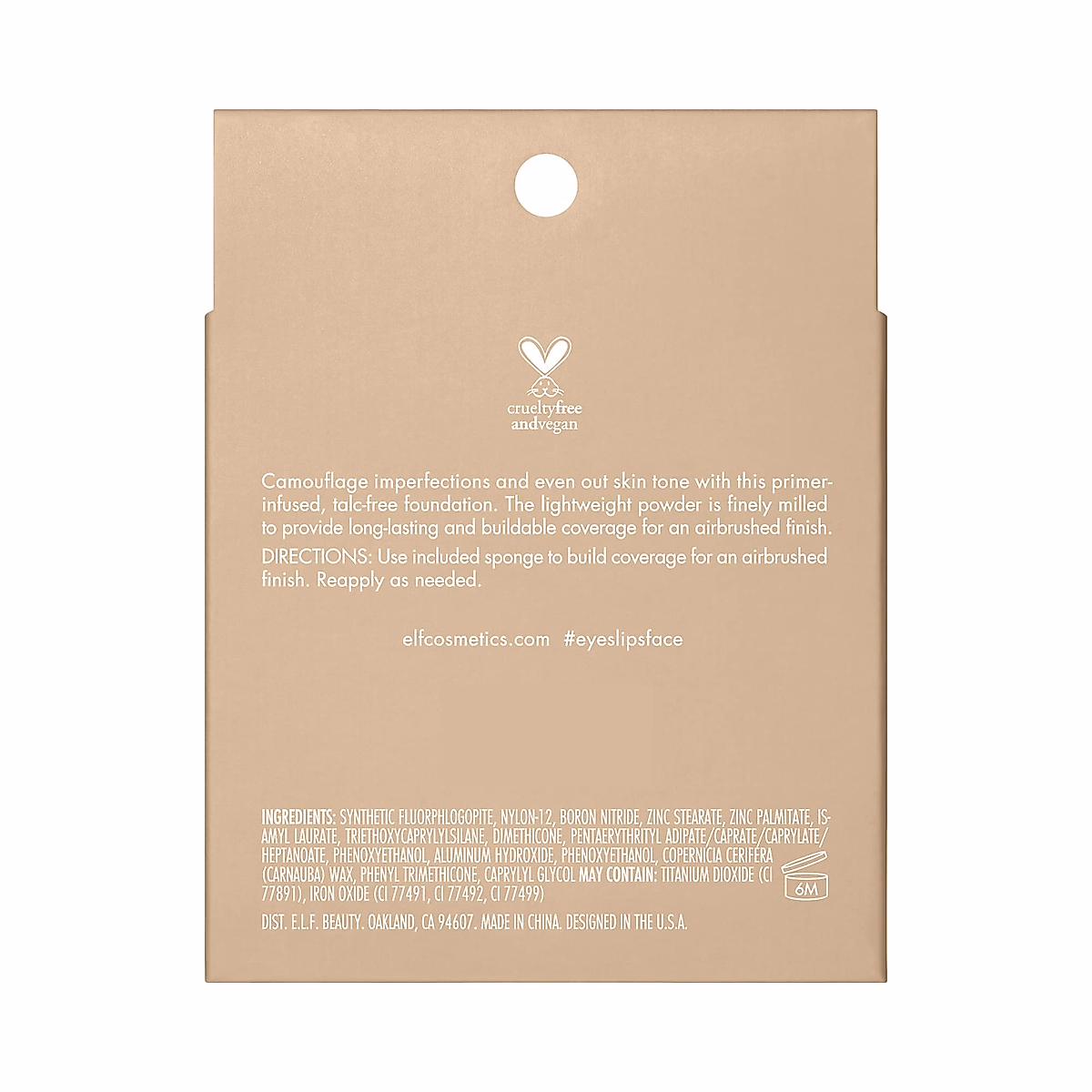 e.l.f. Camo Powder Foundation, Lightweight, Primer-Infused Buildable & Long-Lasting Medium-to-Full Coverage Foundation, Light 280 N