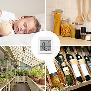 SwitchBot Room Thermometer Hygrometer Indoor, Bluetooth Digital Temperature Humidity Sensor with Smart Alert & Data Storage, LCD Screen Digital Thermometer for Room Temperature