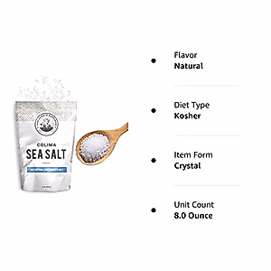 AVA JANE'S KITCHEN - Colima Sea Salt Unrefined Hand Harvested - 100% all Natural Organic Sea Salt, Gourmet Grade, Coarse Grain, Non GMO's Kosher Salt, 8oz