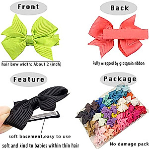 CELLOT Baby Hair Clips 50Pcs Tiny 2" Hair Bows Fully Covered Barrettes Clips for Baby Girls Infants and Toddlers,25 Colors in Pairs