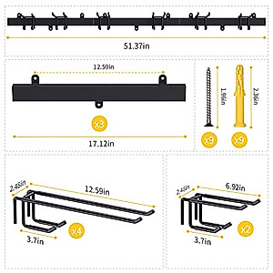 Venkuber Garage Storage, Garden Tool Organizers Wall Mount Broom Holder Shovel Hanger Heavy Duty Shelving Rack Hanging Hooks Power Tool Organization for Yard Shed Basement
