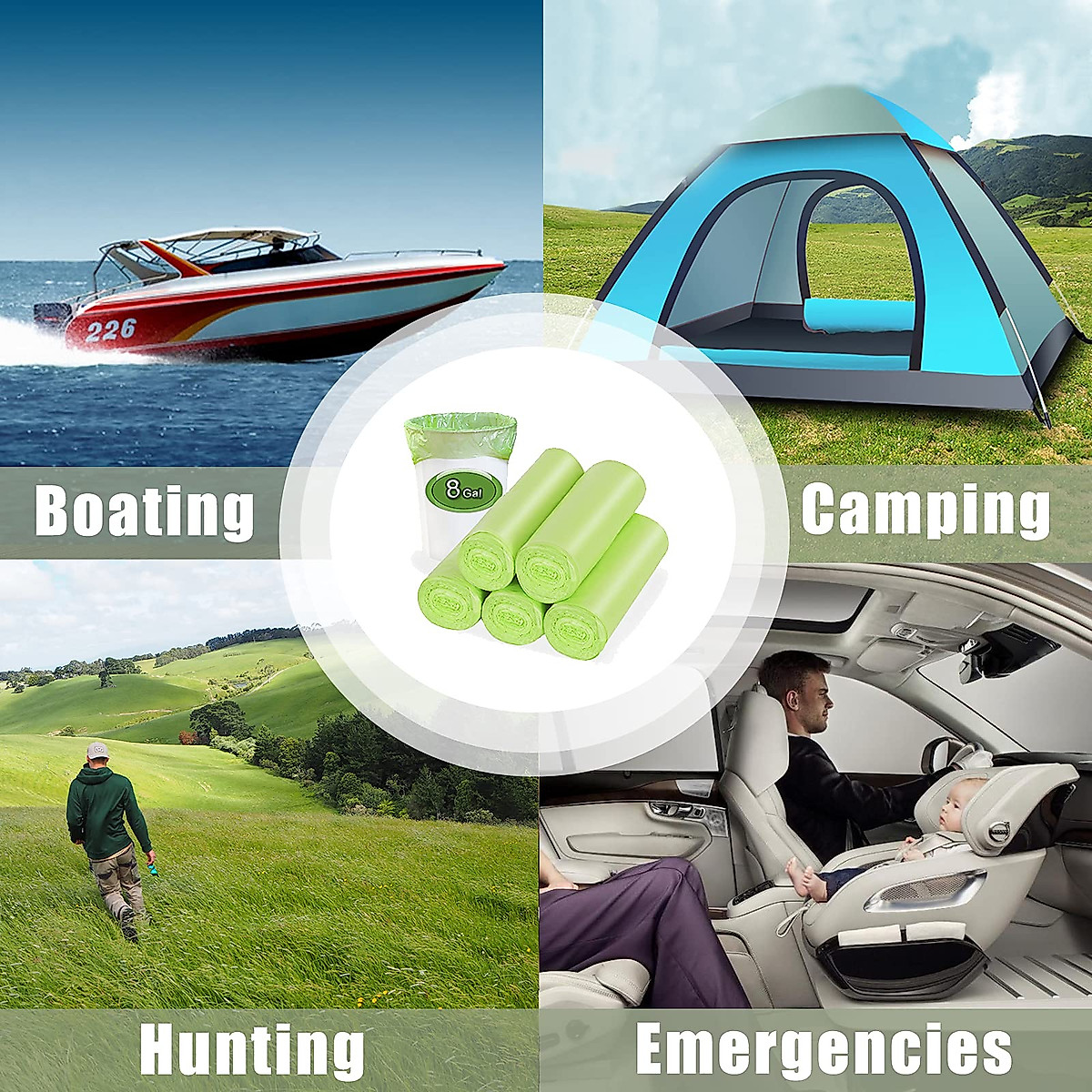 8 Gallon Trash Bags, Inwaysin Garbage Bags Compatible with Simple Human H Trash Can, Compostable 6-9 Gal 30L ( Clear Green, 100 Count (Pack of 1))