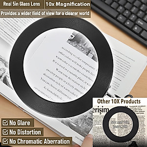 LANCOSC Magnifying Glass with Light and Stand, 5 Inches 5X Real Glass Lens, 3 Color Modes Stepless Dimmable LED Desk Lamp, Adjustable Arm Lighted Magnifier Light for Reading Repair Crafts Close Work