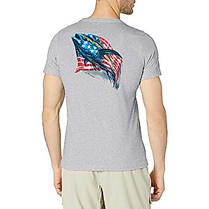 HUK Men's KC Scott Short Sleeve Tee | Performance Fishing T-Shirt, American Sushi-Sharkskin Heather, X-Large