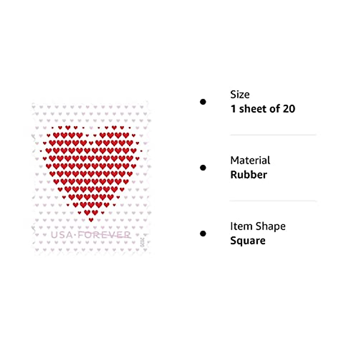 Made of Hearts Sheet of 20 Forever First Class Postage Stamps Wedding Celebration Love Valentines (1 Sheet of 20)
