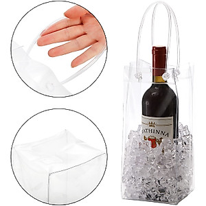 Frcctre 12 Pack Ice Wine Bag, Portable Collapsible PVC Wine Pouch Cooler Bags with Handle, Clear Wine Bottles Bag for Champagne Cold Beer White Wine Chilled Beverages