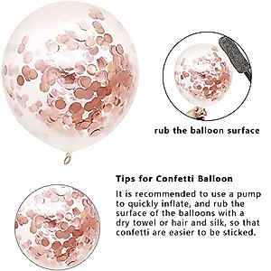 124PCS Rose and Pink Balloon Garland Kit, Dusty Rose Pink Balloons White Balloon Metallic Rose Gold Confetti Balloon for Wedding Bridal Shower Baby Shower Party Decoration