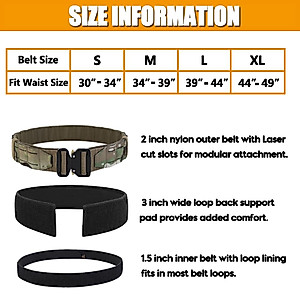 KRYDEX Tactical Battle Belt with Quick Release MOLLE System, Inner Belt, Padded Anti-Slip Pad