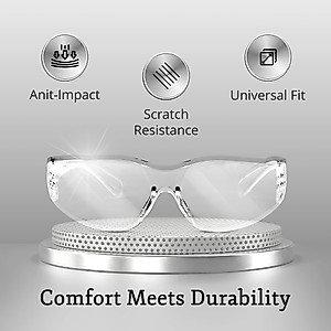 Aqulius 24 Pack of Safety Glasses (Clear Band Protective Goggles) Anti Fog Clear Glasses. Nurses, Construction, Labs, Shooting Glasses Men Women