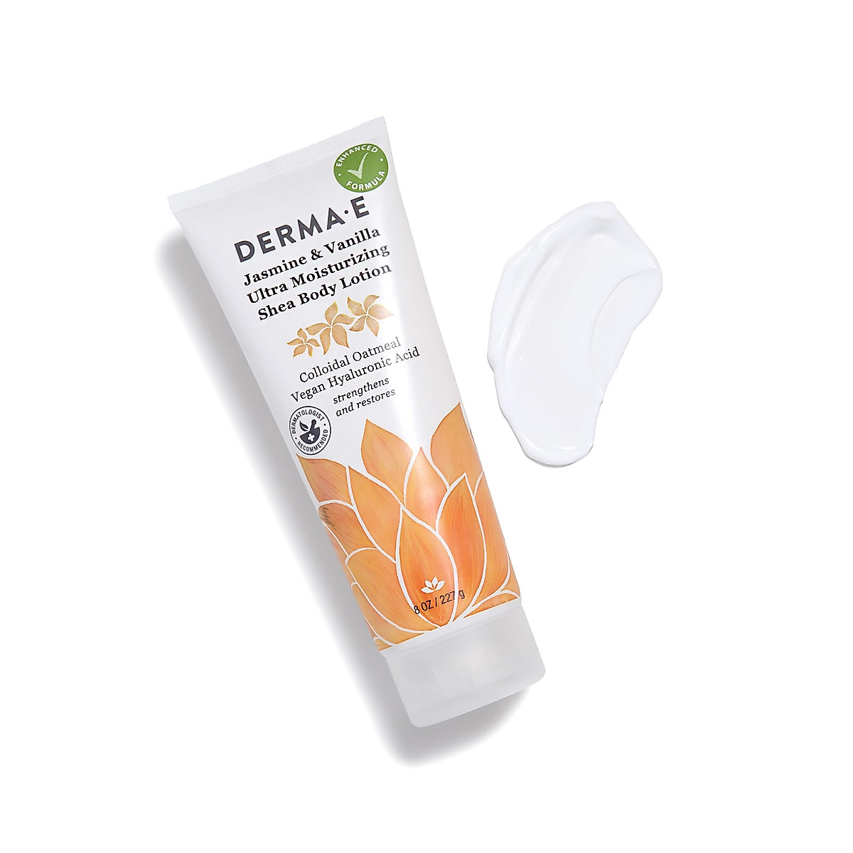 Derma E Jasmine and Vanilla Ultra Moisturizing Shea Body Lotion – Vegan Hyaluronic Acid and Vitamin E Moisturizer for Dry Skin – Cruelty Free Moisturizing Cream, 8 oz