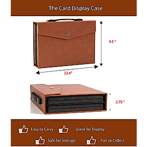 Premium Trading Card Display Leather Case for Display & Storage PSA BGS Graded Slabbed Basketball Baseball Football Hockey Sports Game Cards with 16 Slots