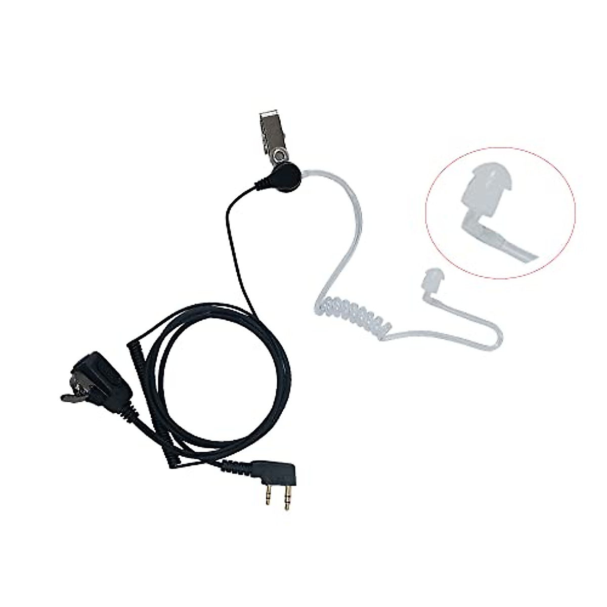 BVMAG 100 Pack Replacement Mushroom Earbud Ear Tips for Baofeng Motorola Kenwood Cobra Two Way Radio Transparent Acoustic Tube Earpieces