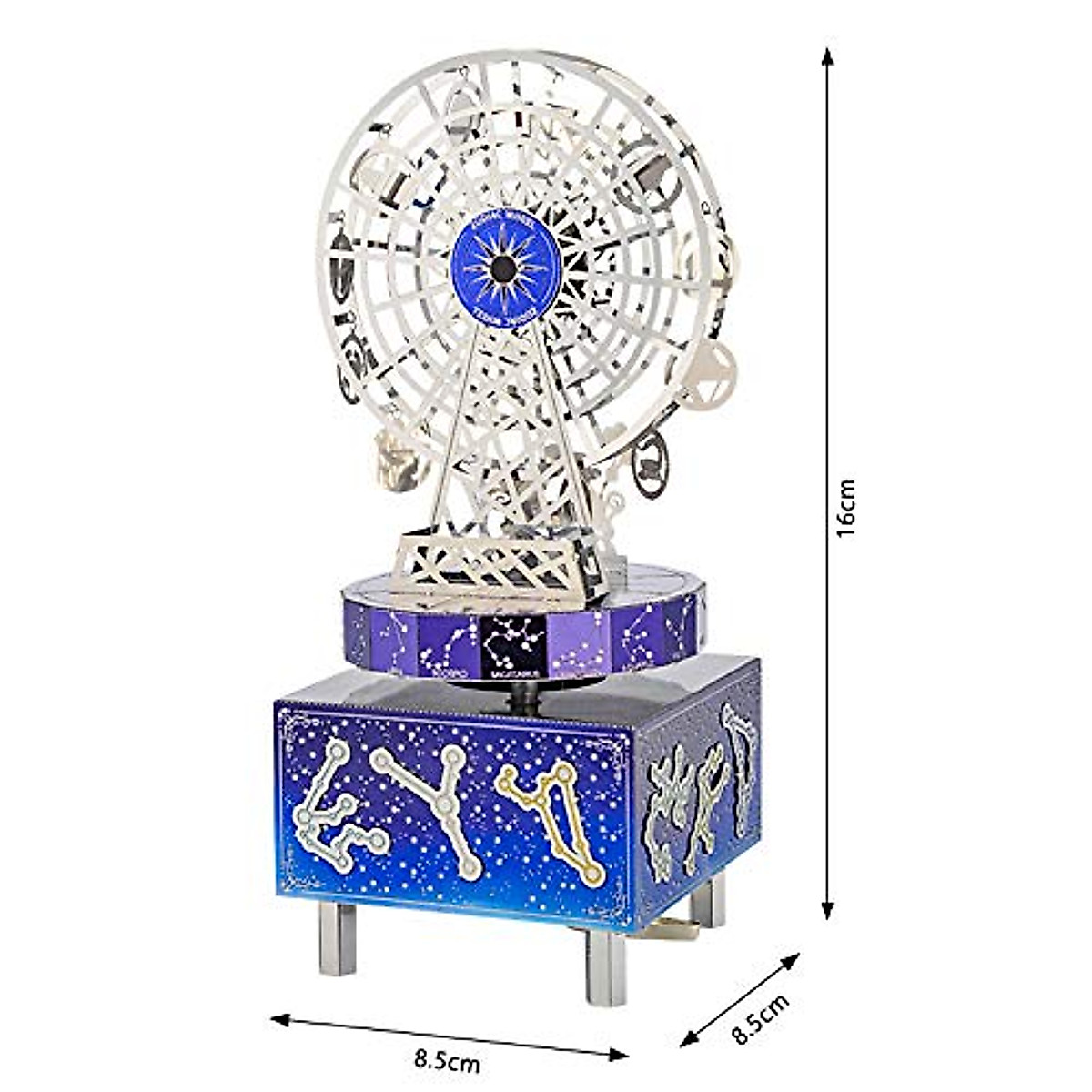 Microworld 3D Metal Puzzle, Music Box Zodiac Ferris Wheel Metal Model Kits, DIY 3D Puzzle Art Craft Gift Toy for Teen (Castle in The Sky)
