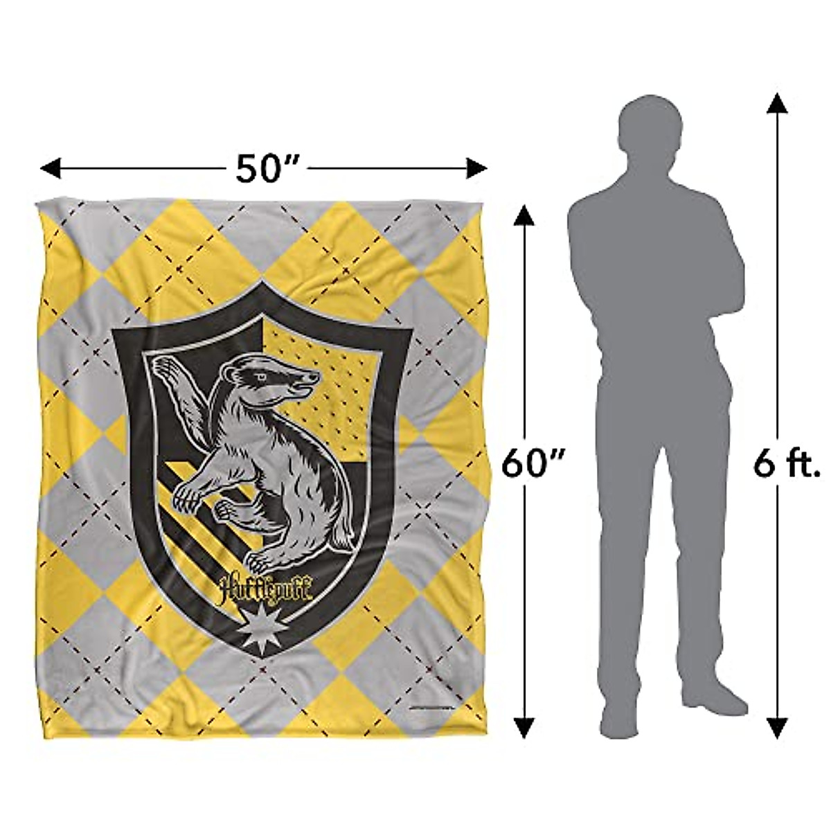 Harry Potter Hufflepuff Plaid Sigil Officially Licensed Silky Touch Super Soft Throw Blanket 50" x 60"