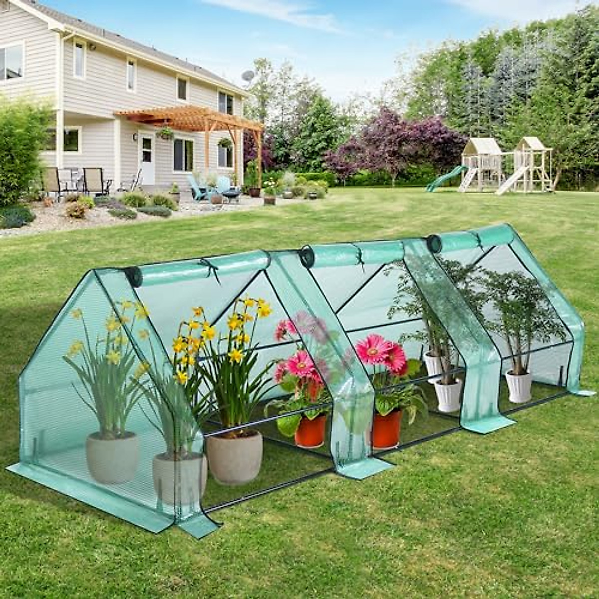Funny Sunny Portable Mini Greenhouse, Outdoor Garden Greenhouse with Roll Up Door & Double Zipper, Waterproof & UV Protected Plastic Greenhouse for Indoor Outdoor, Patio Backyard Nursery Vegetable