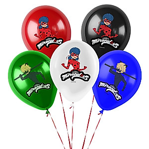 Miraculous Ladybug Cat Noir 12" Birthday Party Balloons 25 Pcs | Premium Latex for Miraculous Ladybug Party Supplies and Decorations by Vision E.D.