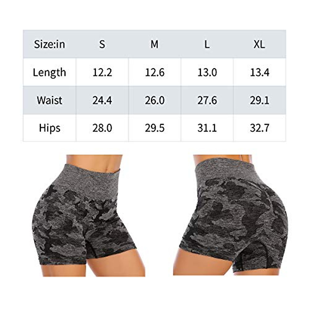 Aonour Camo Running Shorts for Women Lightweight High Waist Butt Curvy Workout Yoga Hiking Cycling Shorts Bean Green L