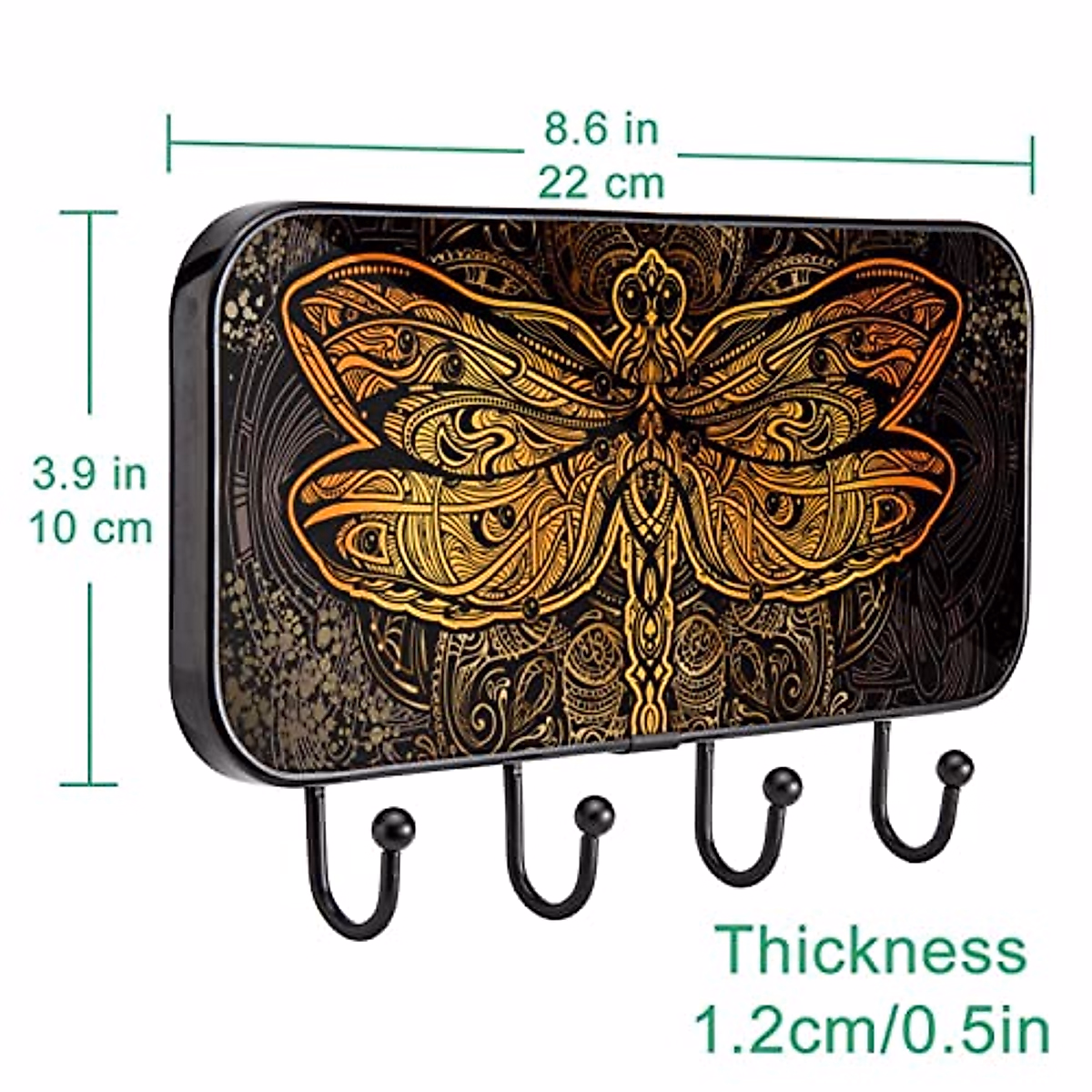 Vintage Retro Dragonfly Personalized Adhesive Hooks Towel Hooks Wall Hooks for Kitchen Bathroom