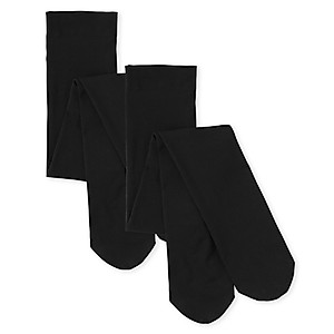 The Children's Place Girls Tights, Black -2 Pack, 12-14 US