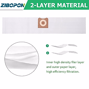 Zibopon VF3501 Dust Bags Replacement for Ridgid & Workshop 3-4.5 Gallon Vacuums, Part# 23738 VF3501 Size CDust Collection Bags(4 Pack)