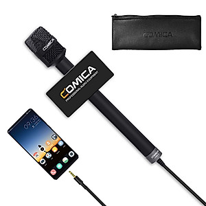 comica HRM-S Handheld Interview Microphone, 3.5mm TRRS Cardioid Condenser Reporter Microphone for Android, Laptops and DSLR Cameras, Wired Handheld Mic for Vocal, Recording, Speech, Stage, Wedding