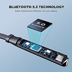 HTC 2023 New Neckband Headphones Bluetooth 5.3 ENC Sound Isolation, Magnetic Earphones with Microphone for Calling, Running -10mm Drivers/Game Modes/16H Playtime/IPX5 Waterproof